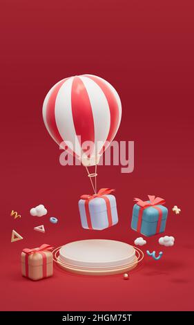 Promotion platform gifts box and balloon decoration, mock up for ...