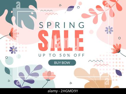 Spring Sale Blossom Flowers Background Natural Template Vector ...