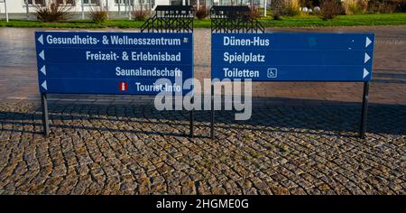 Direction signs at the Beach of St Peter Ording in North Frisia - NORTH ...