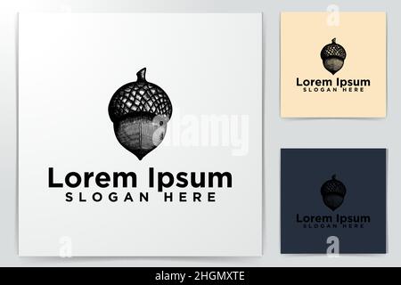 hand drawn nuts, squirrel food Logo Design Vector Illustration Stock ...