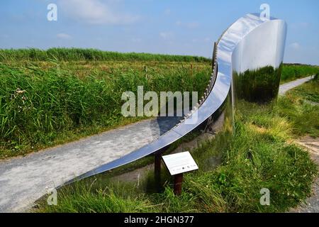 Mirror sculpture 'Reflector', at RSPB Frampton Marsh Nature Reserve ...