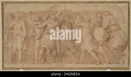 Frieze with Male Figures and Two Horses 1975 by Polidoro da Caravaggio ...