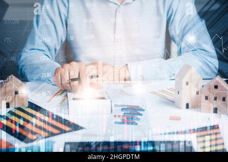 Concept financial transactions online, Group business holding pen and ...