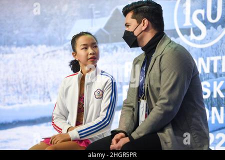 Tzu-Han TING (TPE), at Kiss & Cry, during Women Free Skating, at the ...