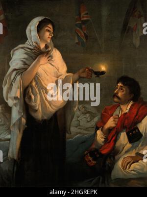 Florence Nightingale in one of the wards of the hospital at Scutari ...