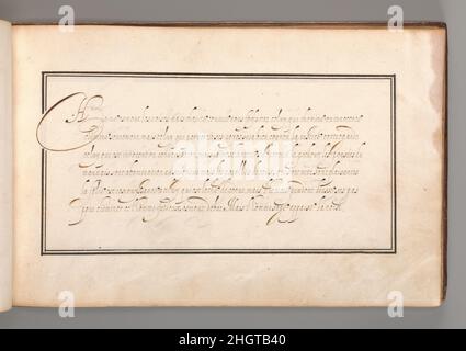 A calligraphic exercise in French cursive script, dating back to the ...