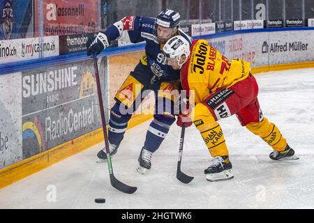Anton Lander #91 (EV Zug) during the National League Playoff Final ice ...