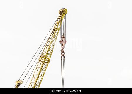 Lifting mechanism of the machine bridge crane with steel cable and hook ...