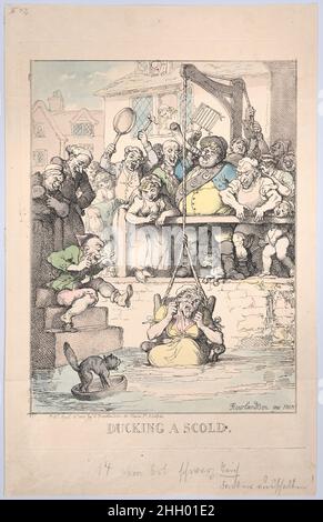 Ducking a Scold April 12, 1803 Thomas Rowlandson A woman is lowered ...