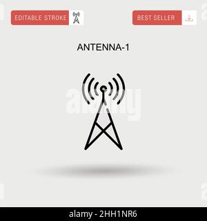 Simple line drawing of an antenna for a satellite, isometric ...