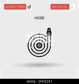 Garden hose, water pipe isolated vector grayscale icon. Graph symbol ...