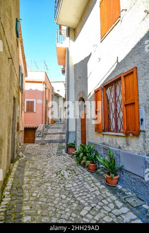 An old street of Campodimele, a medieval town of Lazio region, Italy ...