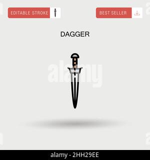 Vintage art illustration design of a dagger stuck on skull Stock Vector ...
