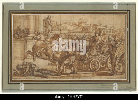 Tullia Minor driving over the body of her Father, Servius Tullius the ...