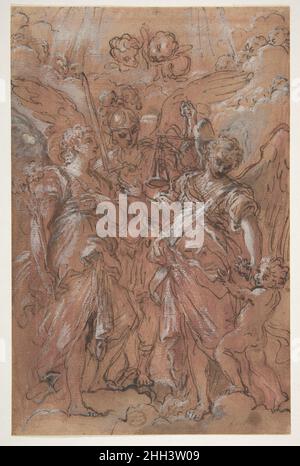 The Archangels Gabriel, Michael and Raphael (recto); sketches of ...