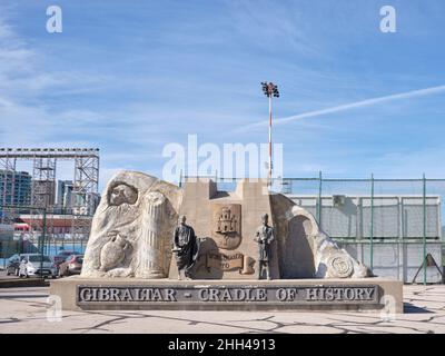 Cradle of History. Gibraltar monument in the shape of the rock at the ...