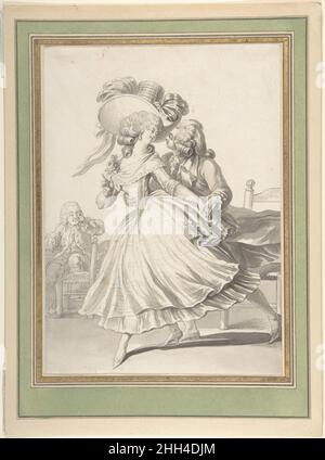 Costume Drawing, Lady and Gentleman Dancing, drawing, attributed to ...