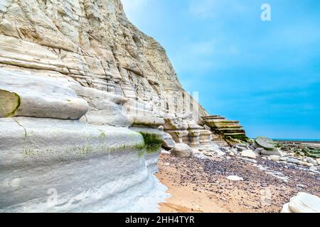 Chalk cliff face formed in the Late Cretaceous epoch at Beachy Head ...