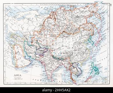 1897 Historical map of Old Russia, pre-Soviet USSR. For Russian history ...
