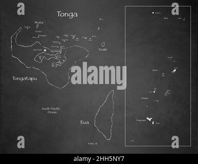 Tonga map, administrative divisions, islands with names vector Stock ...