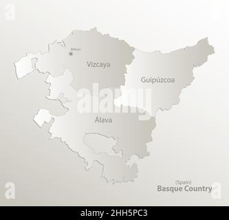 Basque Country map, administrative division, individual regions with ...