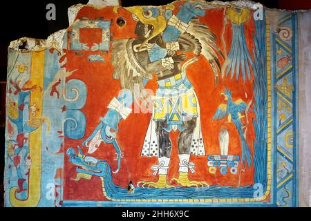 Olmeca-Xicalanca - Cacaxtla bird man mural, National Museum of ...