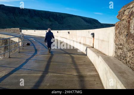 The harbour wall at Skinningrove remains of the jetty formerly used by ...