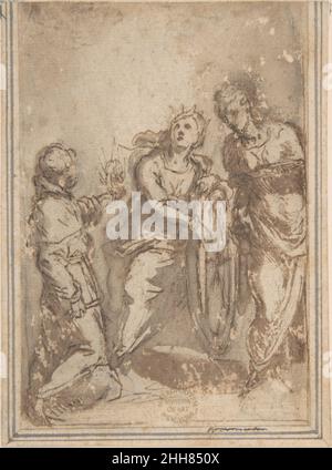 Saint Catherine Flanked by a Male and a Female Saint 1880 by Anonymous ...
