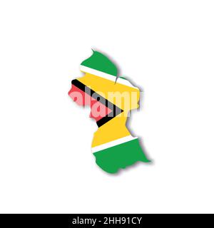 Illustration with Guyanese national flag with simplified shape of Guyana map (jpg). Volume ...