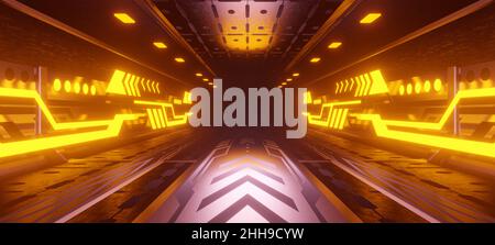 OuterSpace Club Futuristic Hallway Spaceship Interior Solid Concrete ...