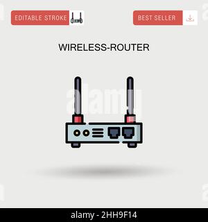 Simple black and white icon of a router providing a wireless internet ...