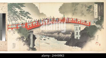 Chiyoda Castle (Album of Men), Meiji period (1868–1912), 1897, Japan, Triptych of polychrome ...