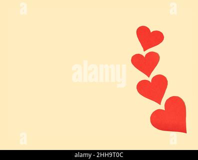 Paper hearts in red and yellow, the colors of the Spanish flag, and a ...