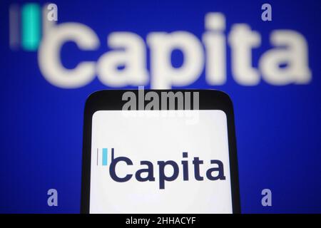 In this photo illustration, a Capita plc logo is seen on a smartphone ...