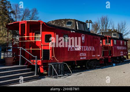 PRR Caboose At New Freedom Train Station, Pennsylvania, USA Stock Photo ...