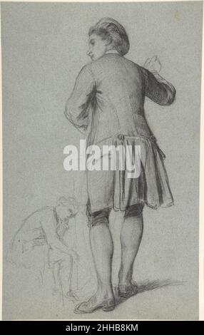 Study of a standing man knocking; sketch of a sitting man 1960 by ...