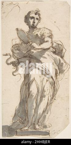Design for a Statue of Prudence with Sketches at Upper Left Corner ...