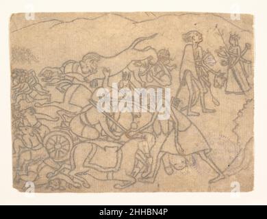 Battle Scene from a Devi Mahatmya late 18th century India (Pahari Hills ...