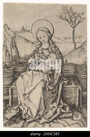 The Virgin and Child on a grassy bench Stock Photo - Alamy