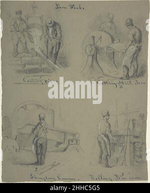 Four drawings showing the manufacture of iron 1957 by Anonymous ...