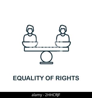 Gender equality linear icon. Woman, man right. Democracy, freedom ...