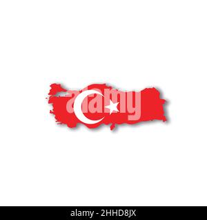 Turkey map with flag in contour on white polygonal World Map. Vector ...