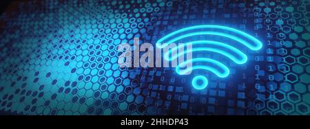 glowing digital hi-tech cyber punk computer background - abstract 3D ...