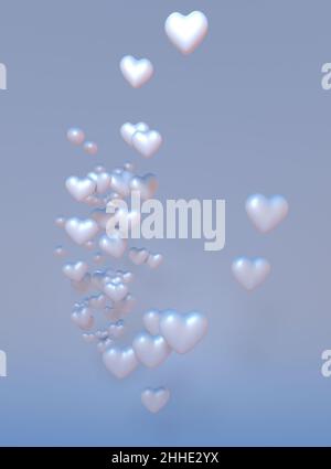 Valentine Love Heart Symbol 3D Illustration Mockup Scene on Isolated ...