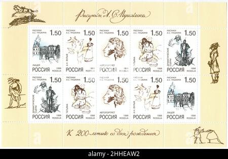 Stamp of Russia 1998 Pushkin's pictures Stock Photo - Alamy