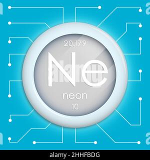 Ne Neon Chemical Element Periodic Table. Single element vector ...