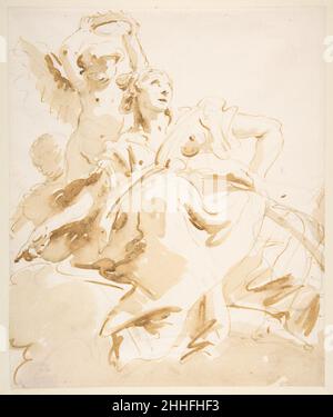 Winged Putto Crowning a Seated Woman Who Looks to the Left 1937 by ...