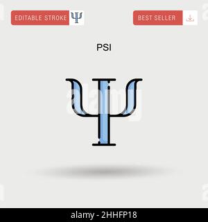 Psi Greek letter icon, Psi symbol in ancient Greek frame, vector ...