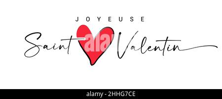 Joyeuse Saint Valentin French lettering - Happy Valentines Day elegant ...