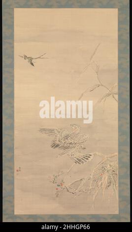 Tsubaki Chinzan - Hawk Grasping a Small Bird Stock Photo - Alamy